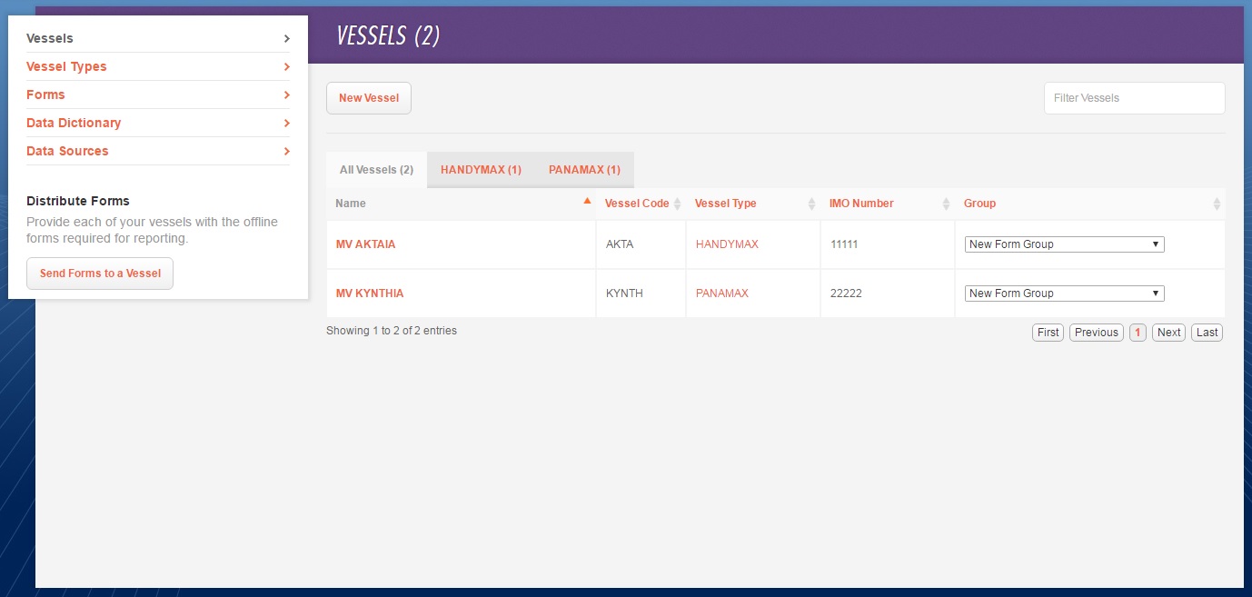 IMOS - Forms and Vessels